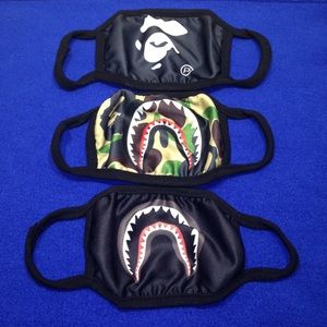 Accessories | Bape Face Mask Shark Camo Black A Bathing Ape | Poshmark